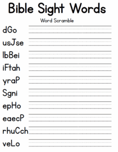 Bible Sight Words - Seeds to Strength Bible School